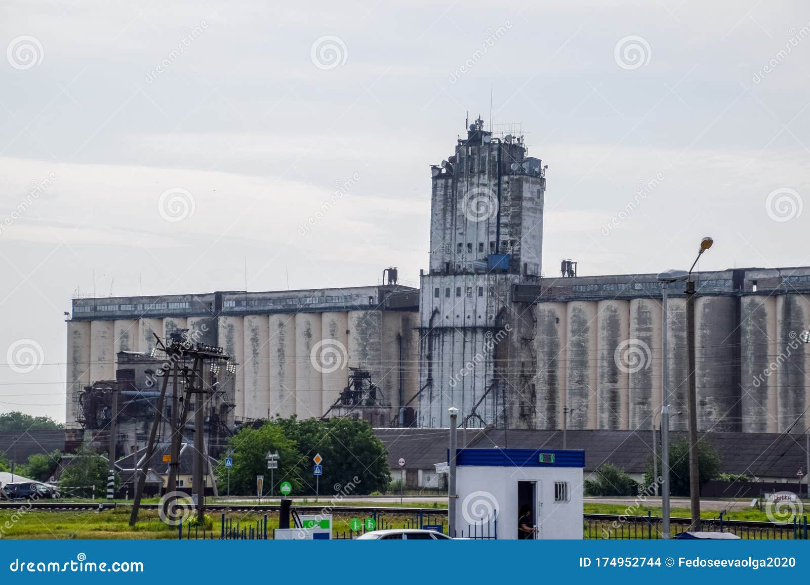 Large Grain Terminal, Soviet Industrial Building Stock Photo - Image of ...