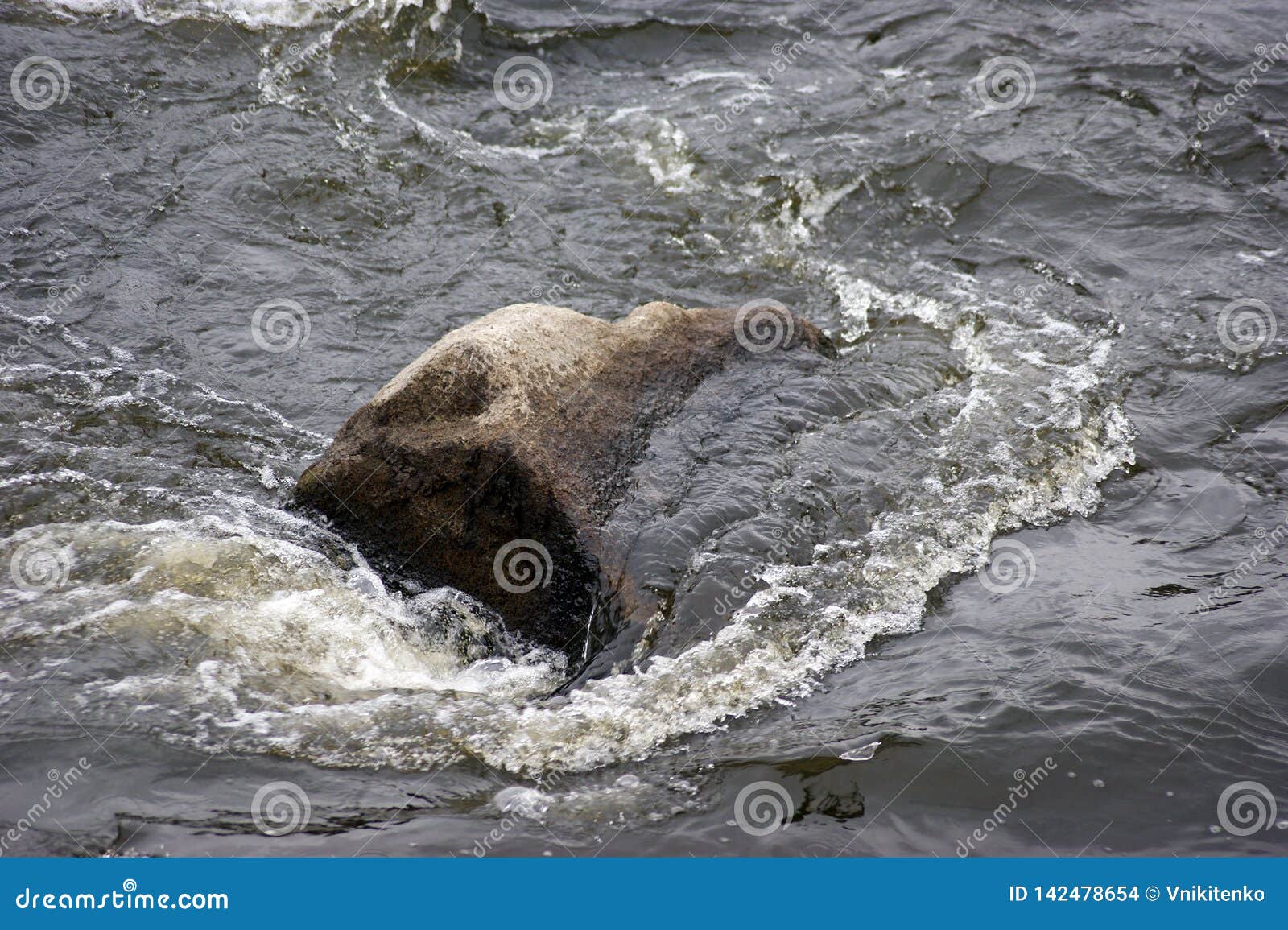 Stone in a Steep Stream of Water Stock Photo - Image of travel ...