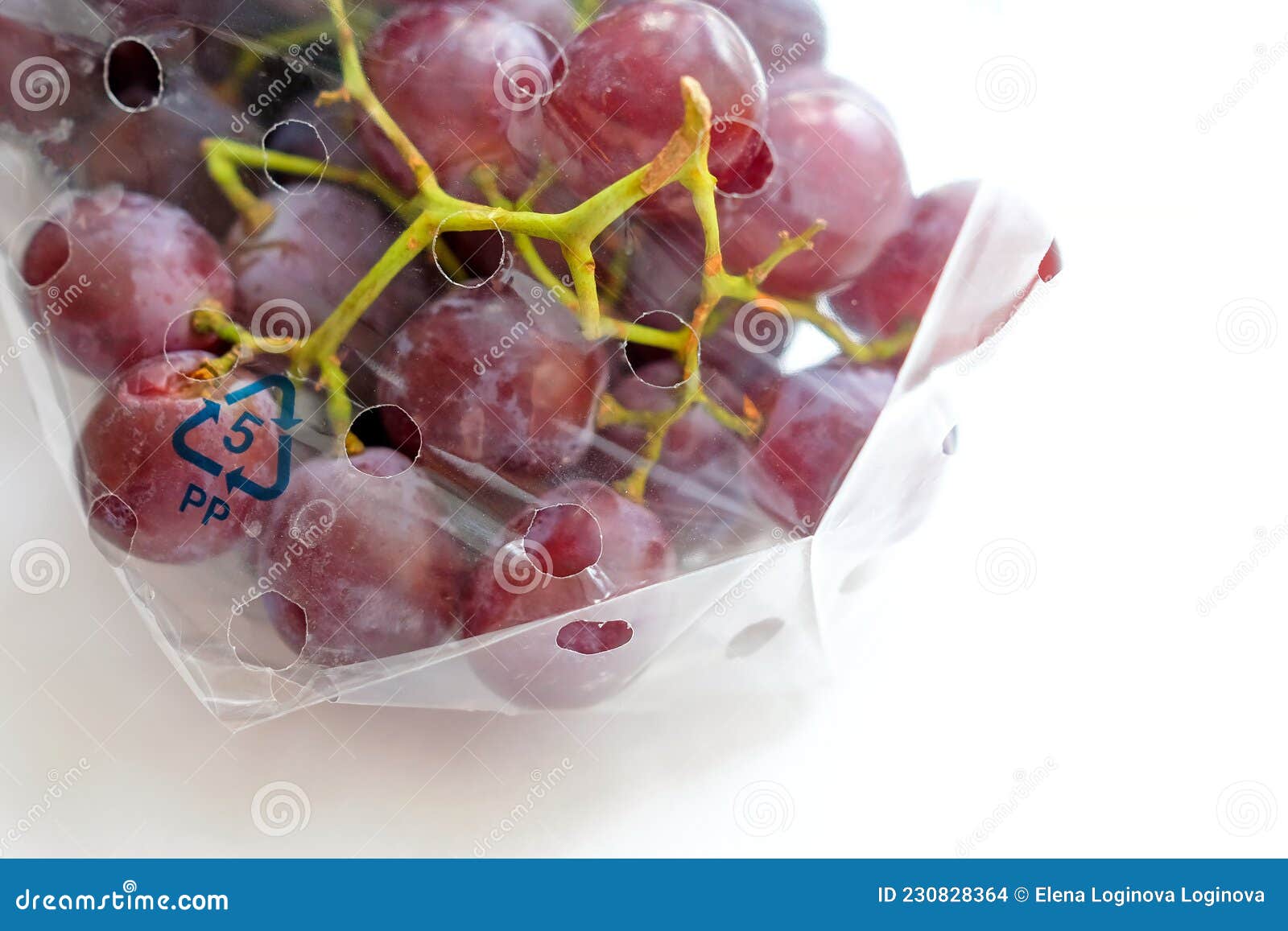 Large Grapes in Labeled Packaging. on a Light Background Stock Photo ...