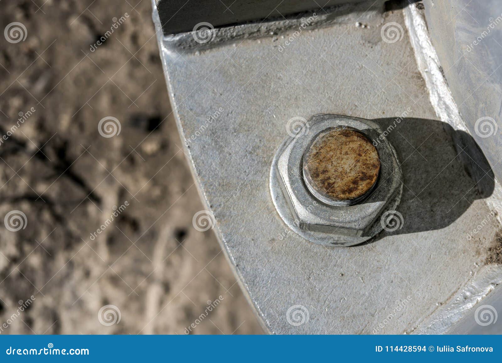 Large Gray Bolt with Nut, Metal Fastening Stock Photo - Image of ...