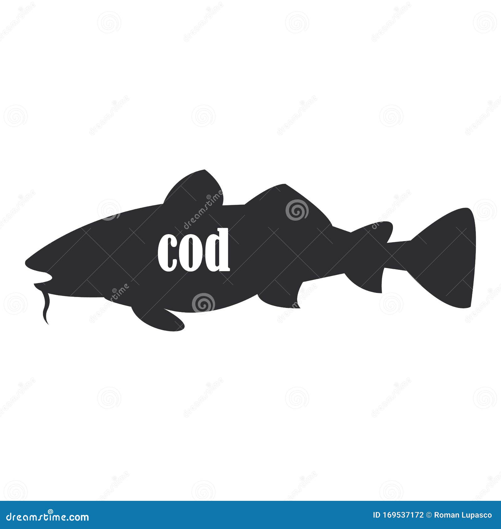 Large Gray Cod Fish Isolated on White Background Stock Vector ...