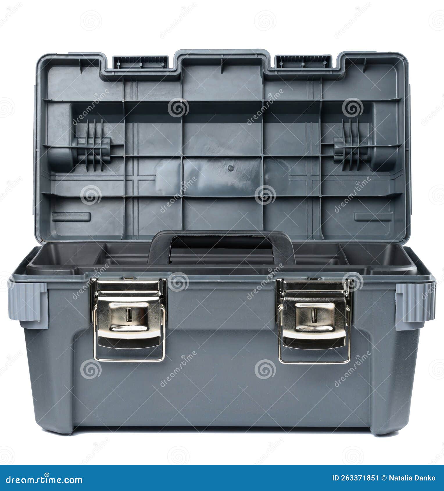 Large Gray Plastic Box with Handle for Tools, Bolts and Nuts Stock ...