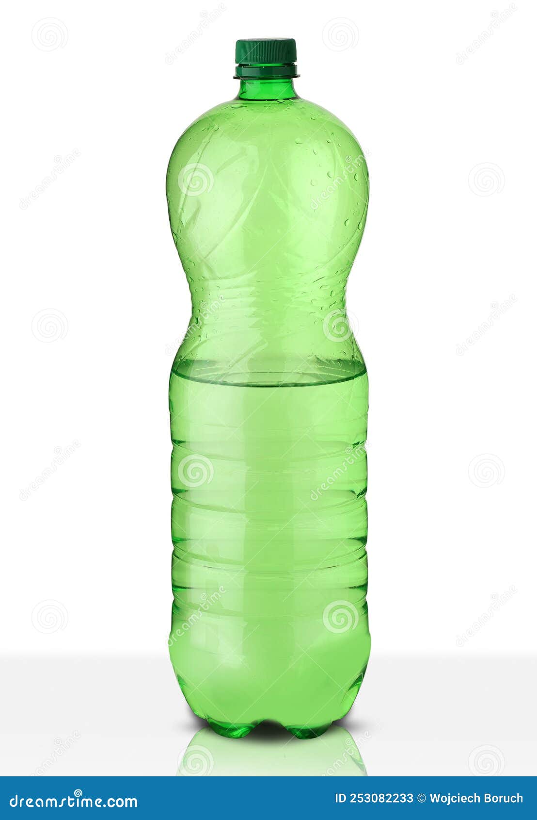 A Large Green Bottle Half Full Stock Image - Image of food, mineral ...