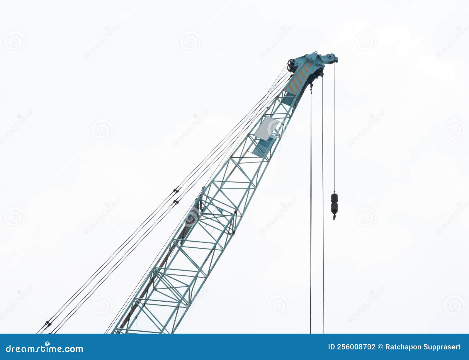 Large Green Crane Boom with Hooks with Sky Background Stock Photo ...