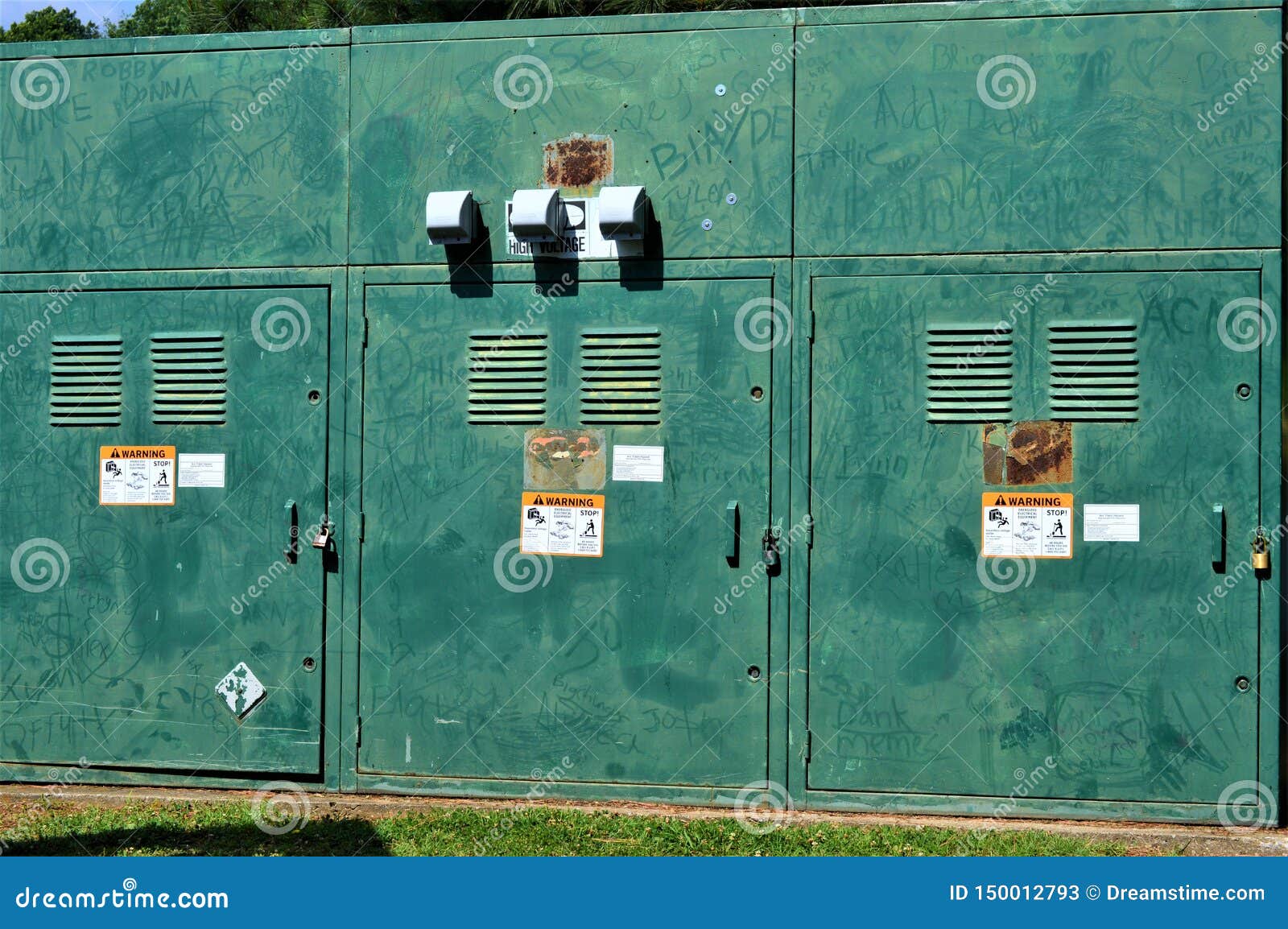 Large Green Graffiti Covered Electrical Junction Box Stock Image ...