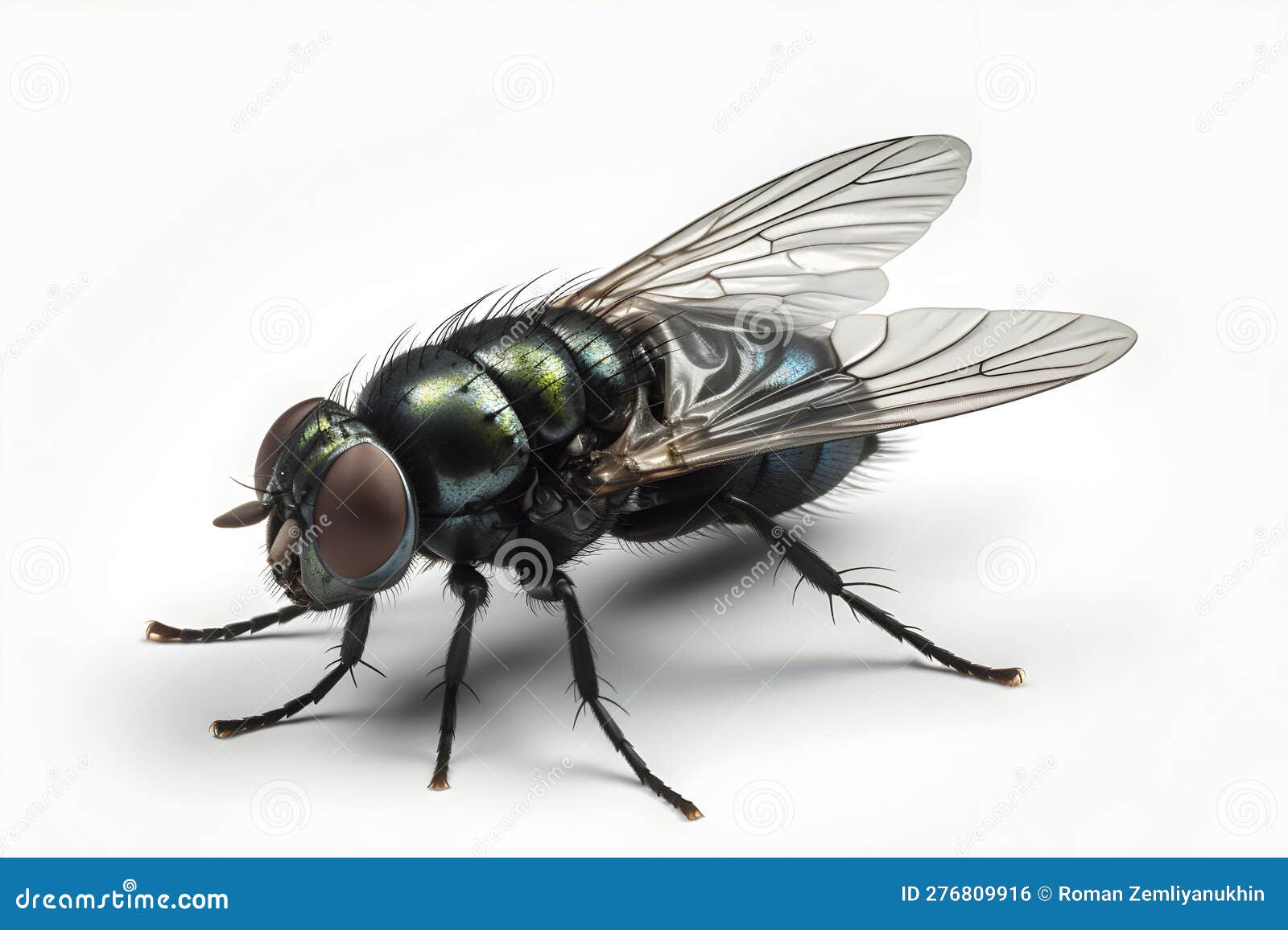 Large Green Fly on White Background, Isolate. Generative AI Content ...