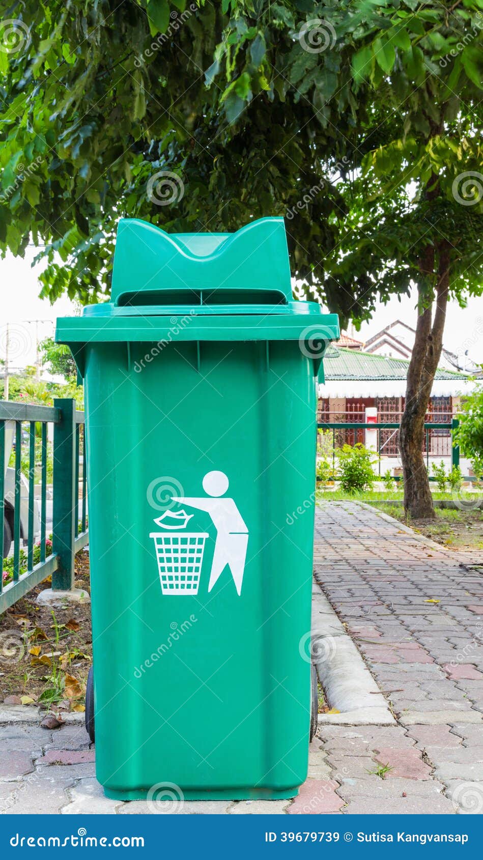 Large green garbage bin stock image. Image of recycle - 39679739