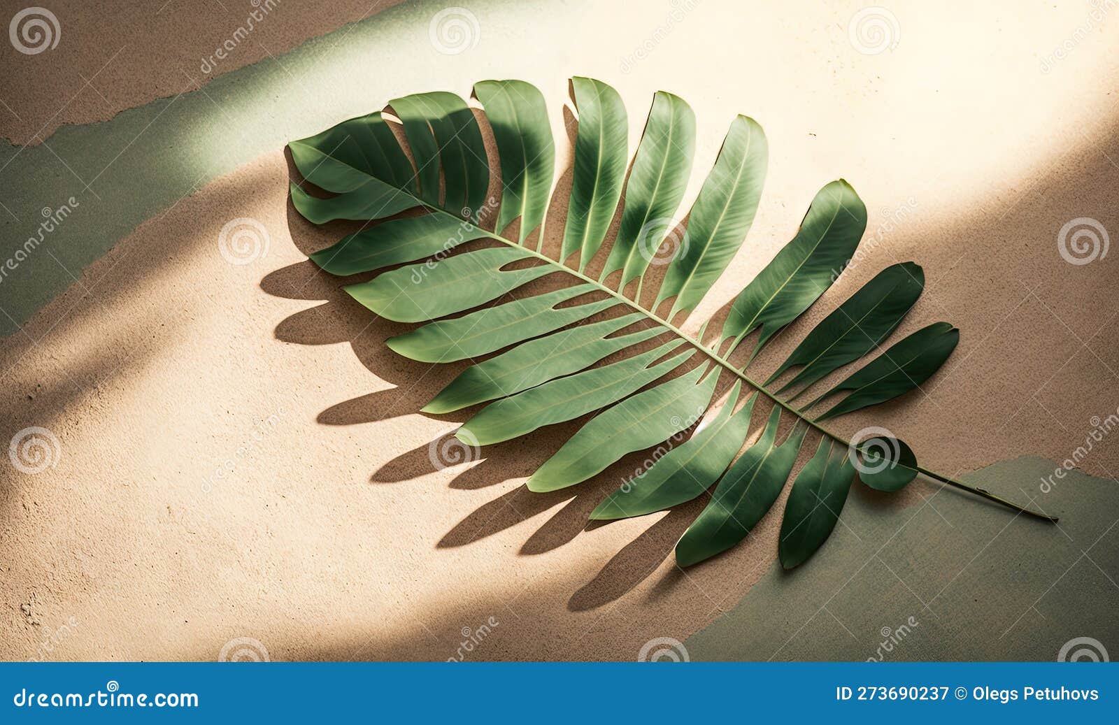 A Large Green Leaf Laying on Top of a Sandy Ground Stock Illustration ...