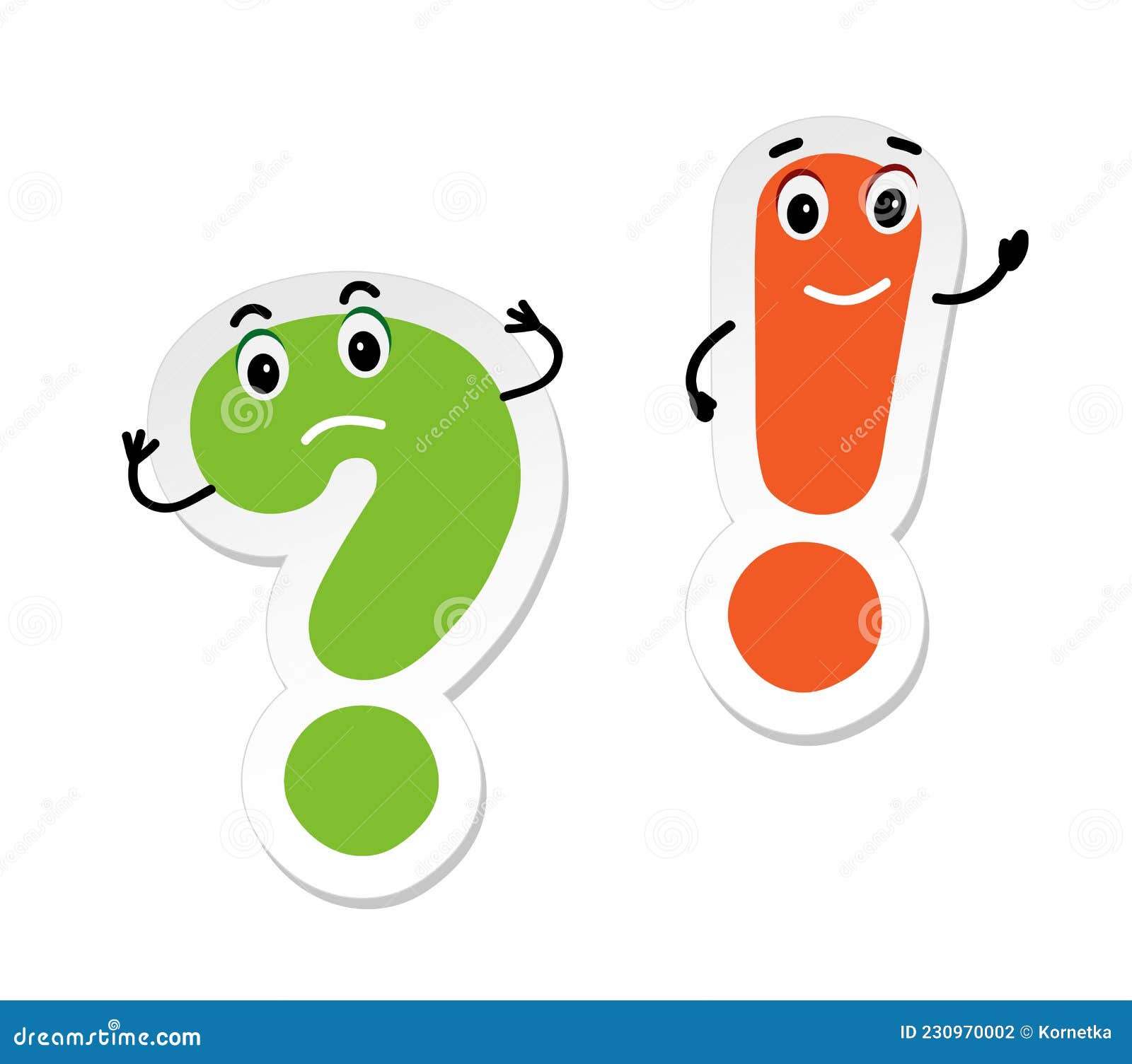 Large Green Question Mark and Orange Exclamation Mark. Cartoon ...
