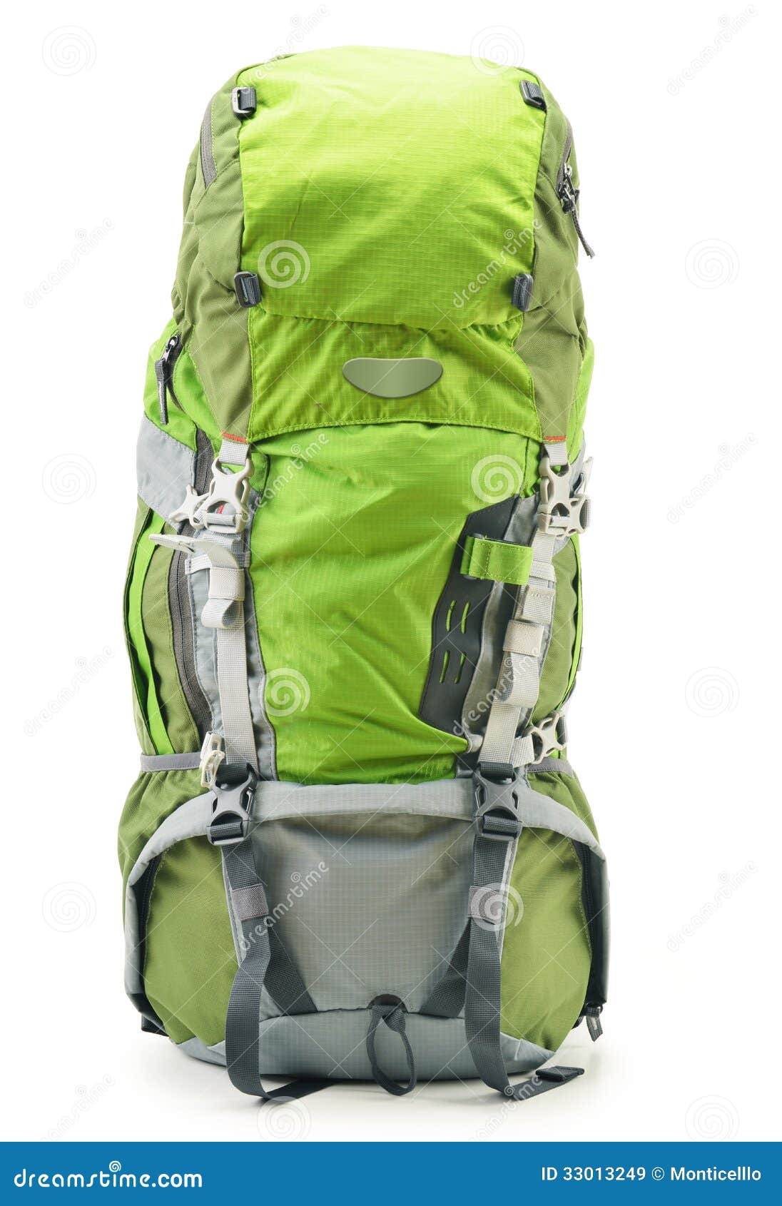 Large Green Touristic Backpack on White Stock Image - Image of leisure ...