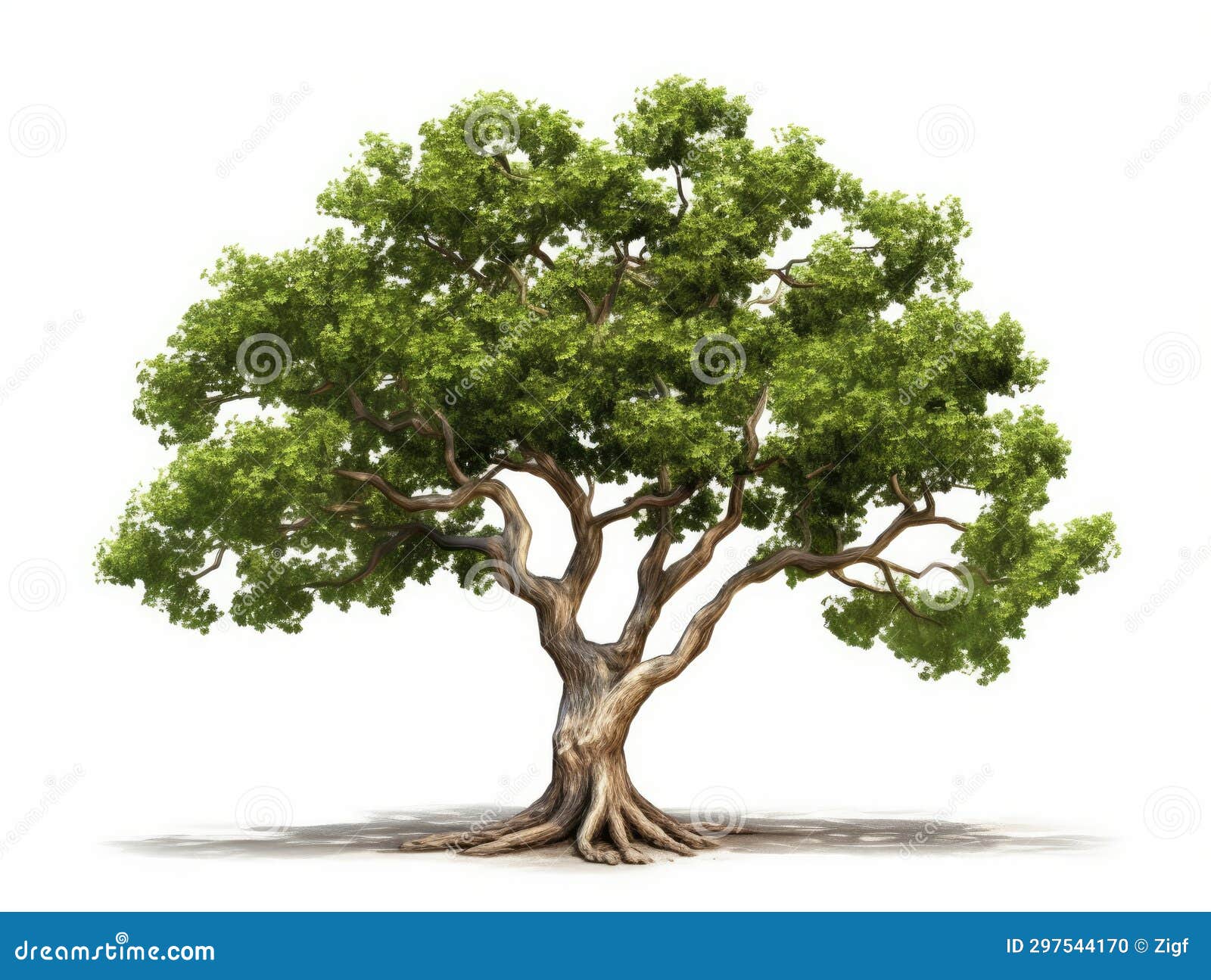 Large, Green Tree with Single Trunk and Several Branches. it is ...
