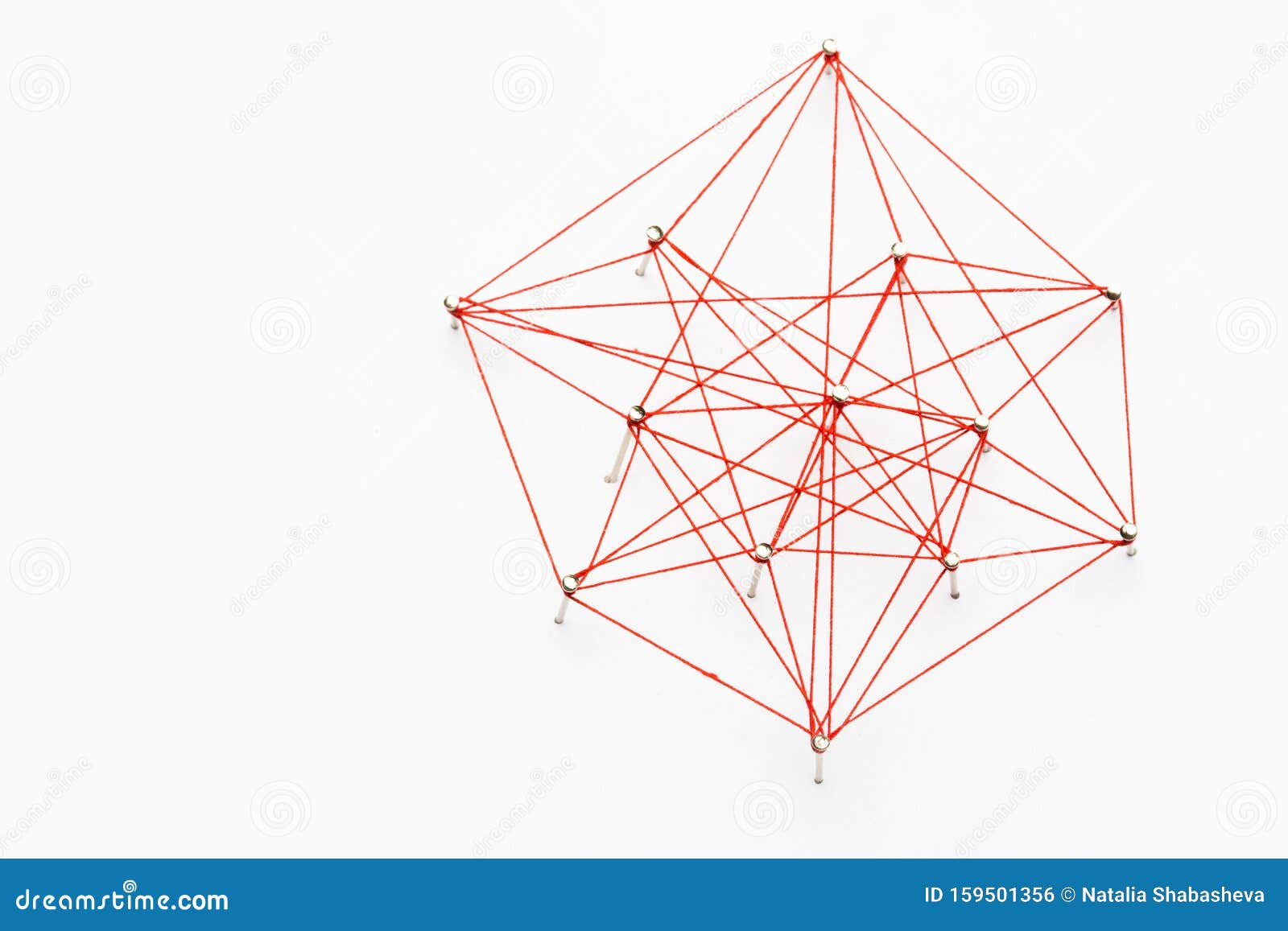 A Large Grid of Pins Connected with String. Communication, Network ...