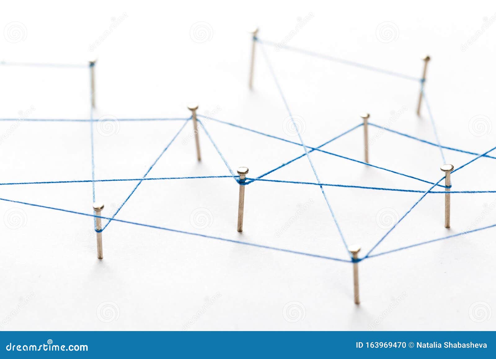 A Large Grid of Pins Connected with String. Communication, Technology ...