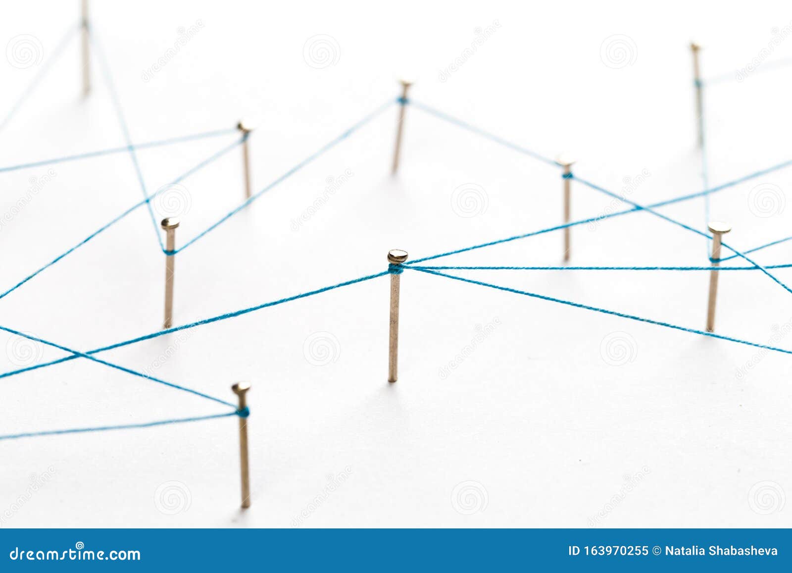 A Large Grid of Pins Connected with String. Communication, Technology ...