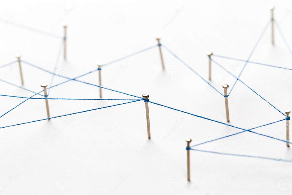 A Large Grid of Pins Connected with String. Communication, Technology ...