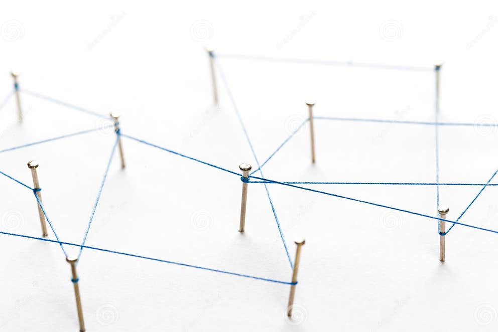 A Large Grid of Pins Connected with String. Communication, Technology ...