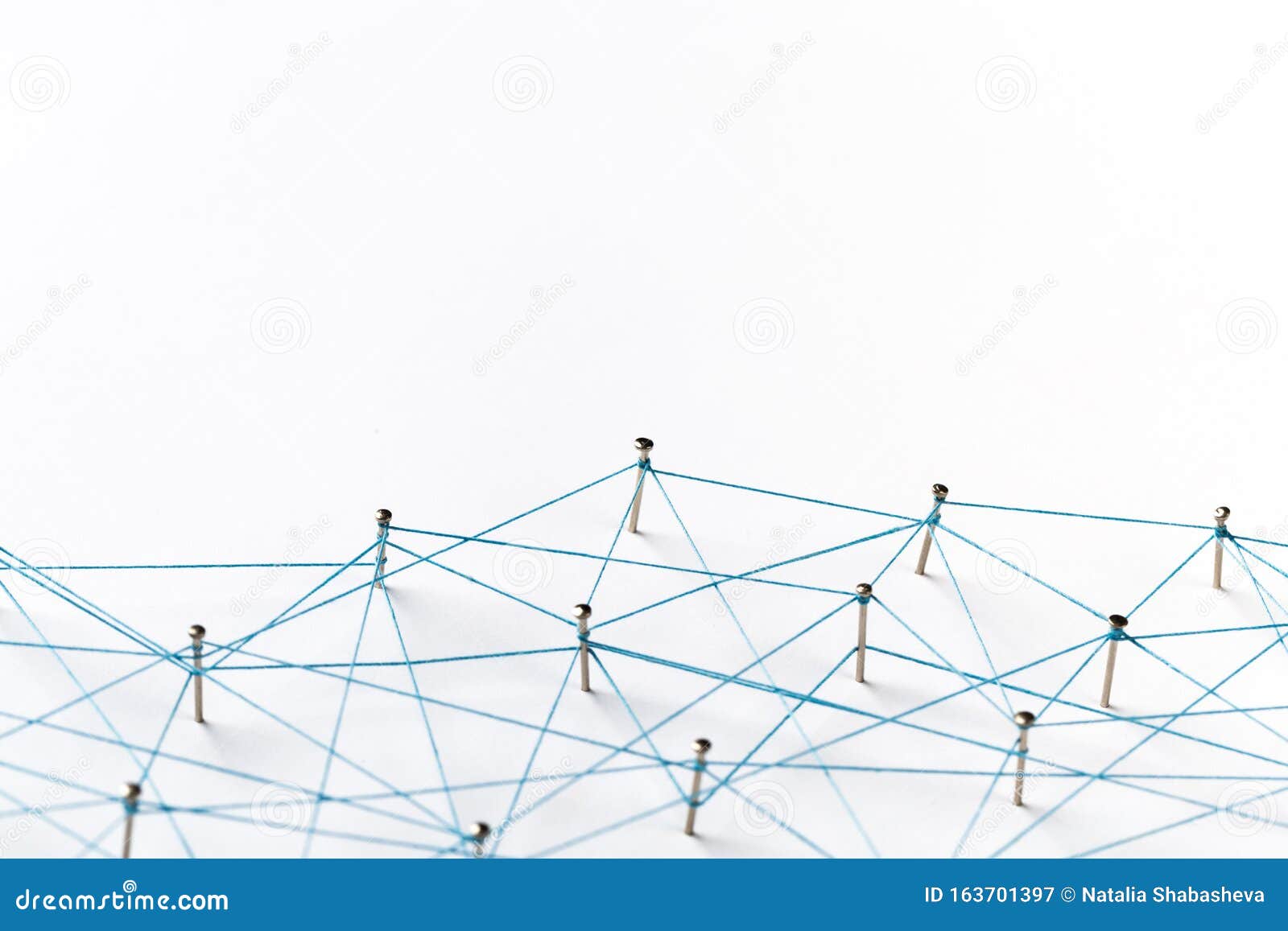A Large Grid of Pins Connected with String. Communication, Technology ...