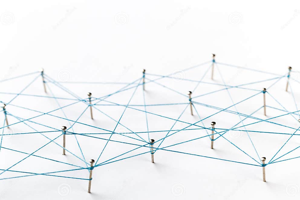 A Large Grid of Pins Connected with String. Communication, Technology ...