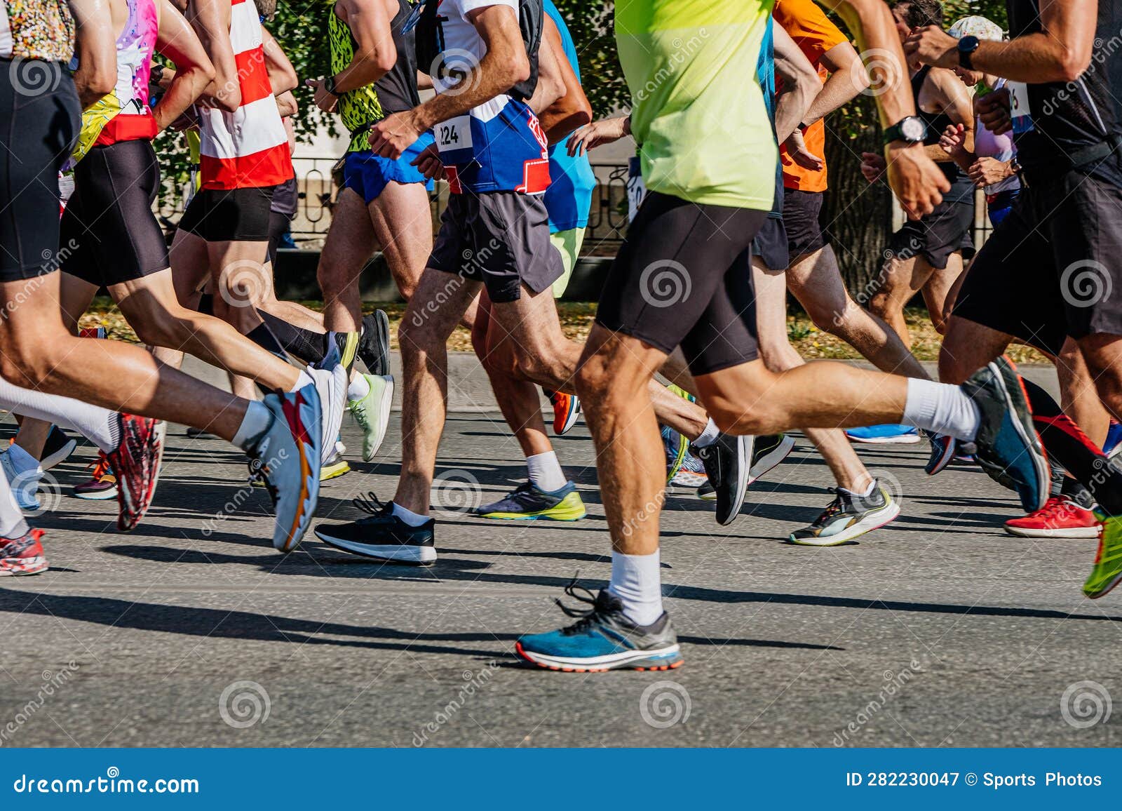 Large Group Athletes Runners Run Together Marathon Race Stock Image ...
