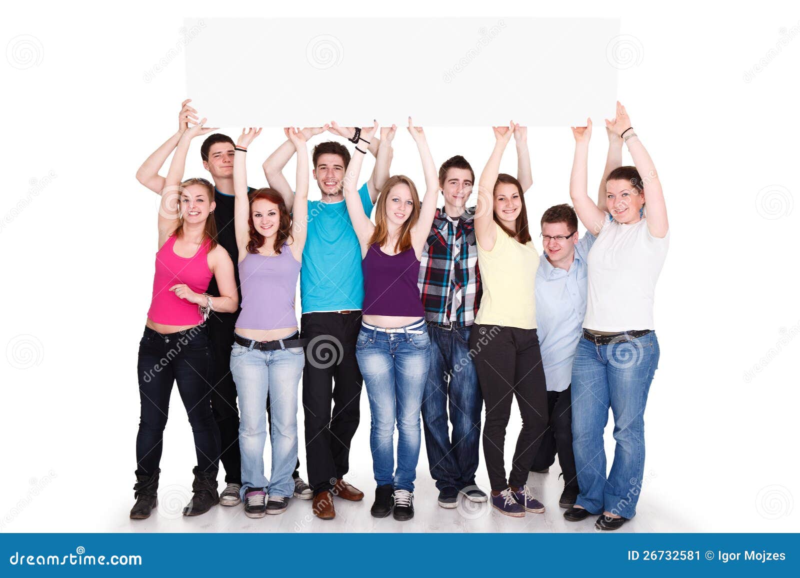 Large group with a banner stock image. Image of blank - 26732581