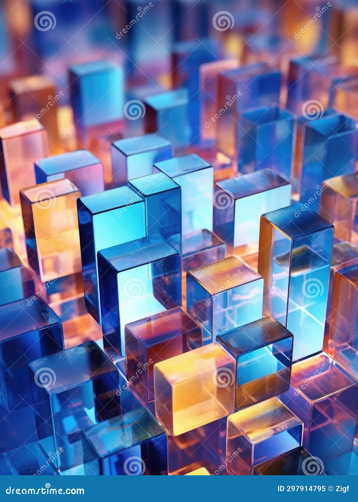 Large Group of Blue and Red Cubes Arranged in an Abstract Pattern ...