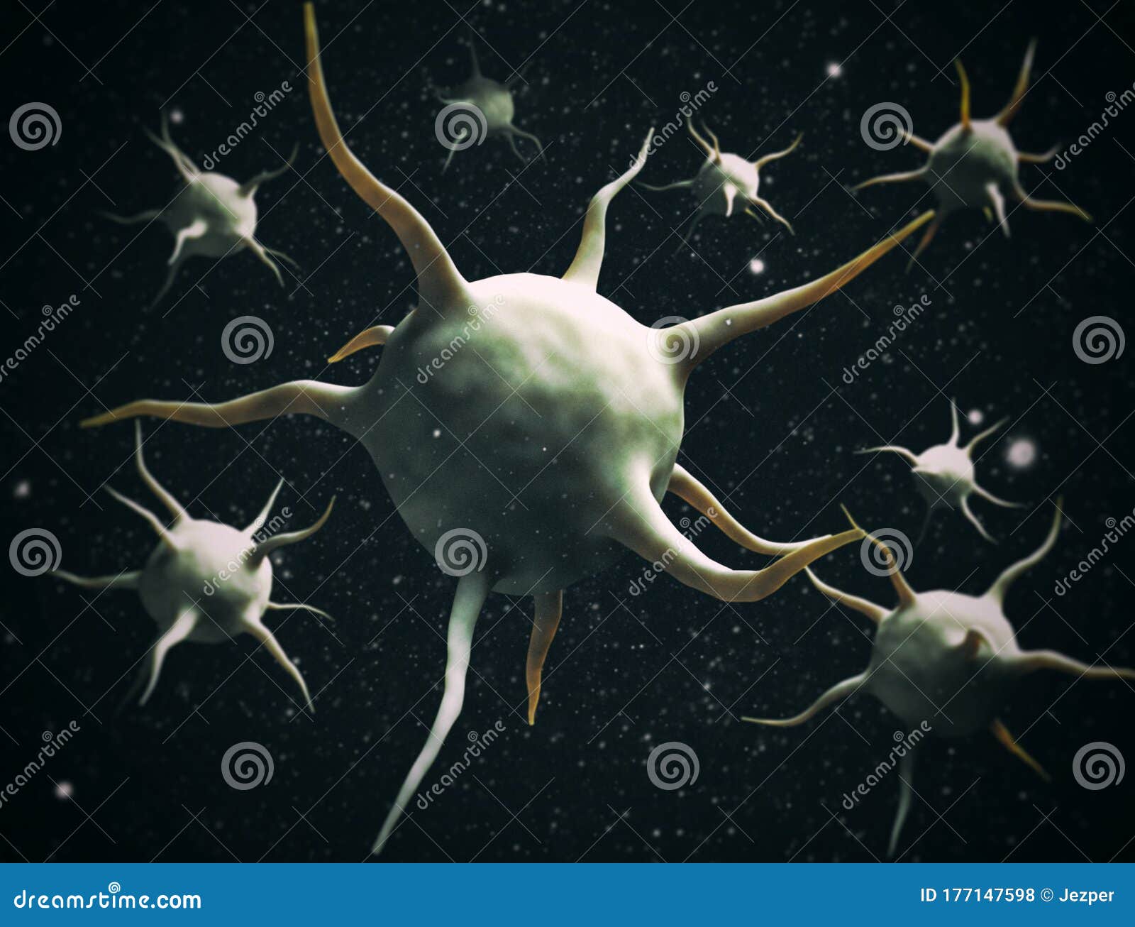 Virus Cells Close Up Microscopic View Stock Illustration - Illustration ...