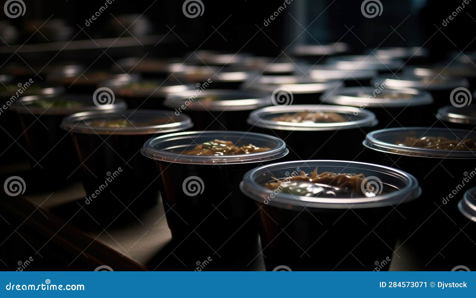 A Large Group of Bottles in a Row, Wet with Liquid Generated by AI ...