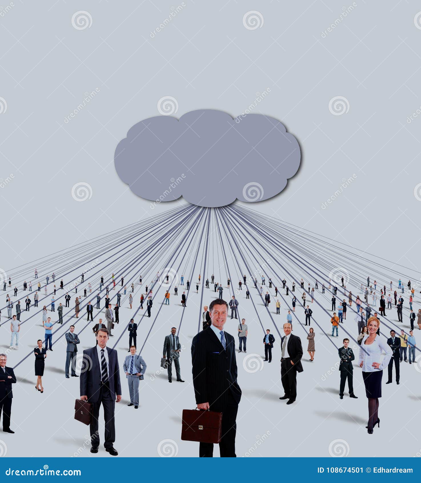 Large Group of Business People and Cloud Computing and Technology ...