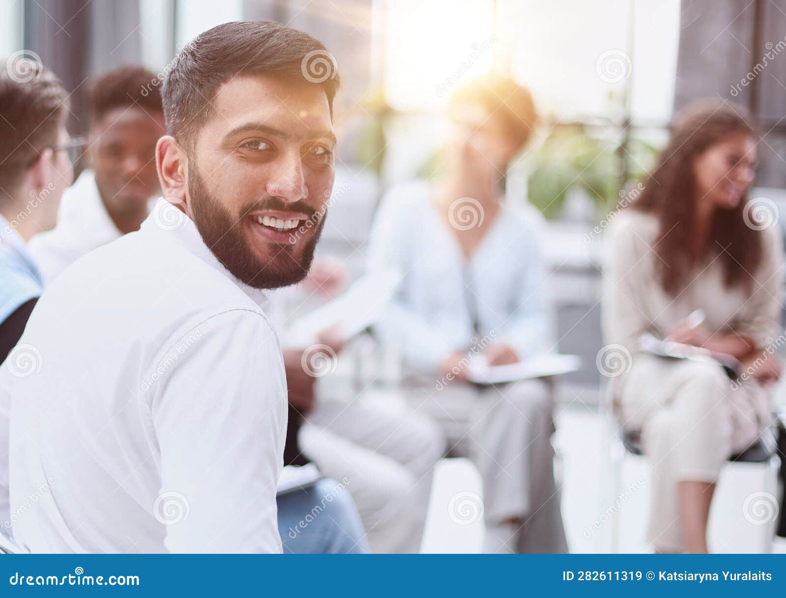 Large Group of Business People in Presentation. Stock Image - Image of ...