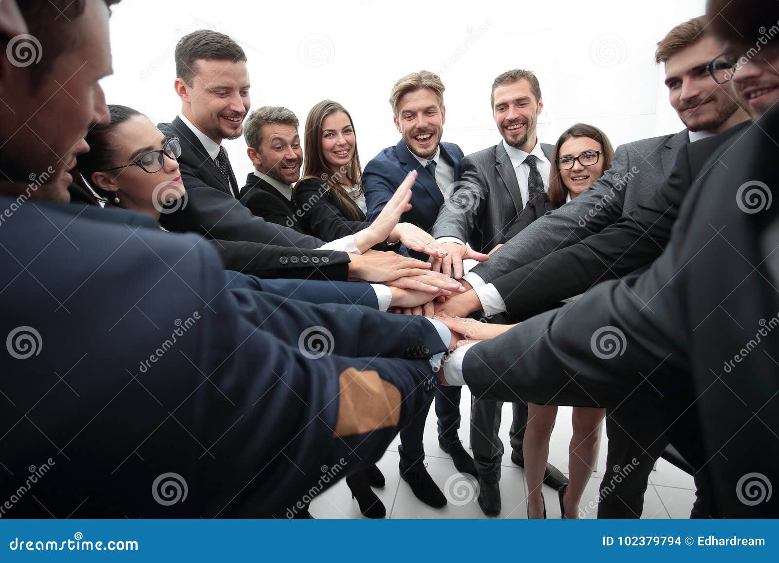 Large Group of Business People Standing with Folded Hands Together ...
