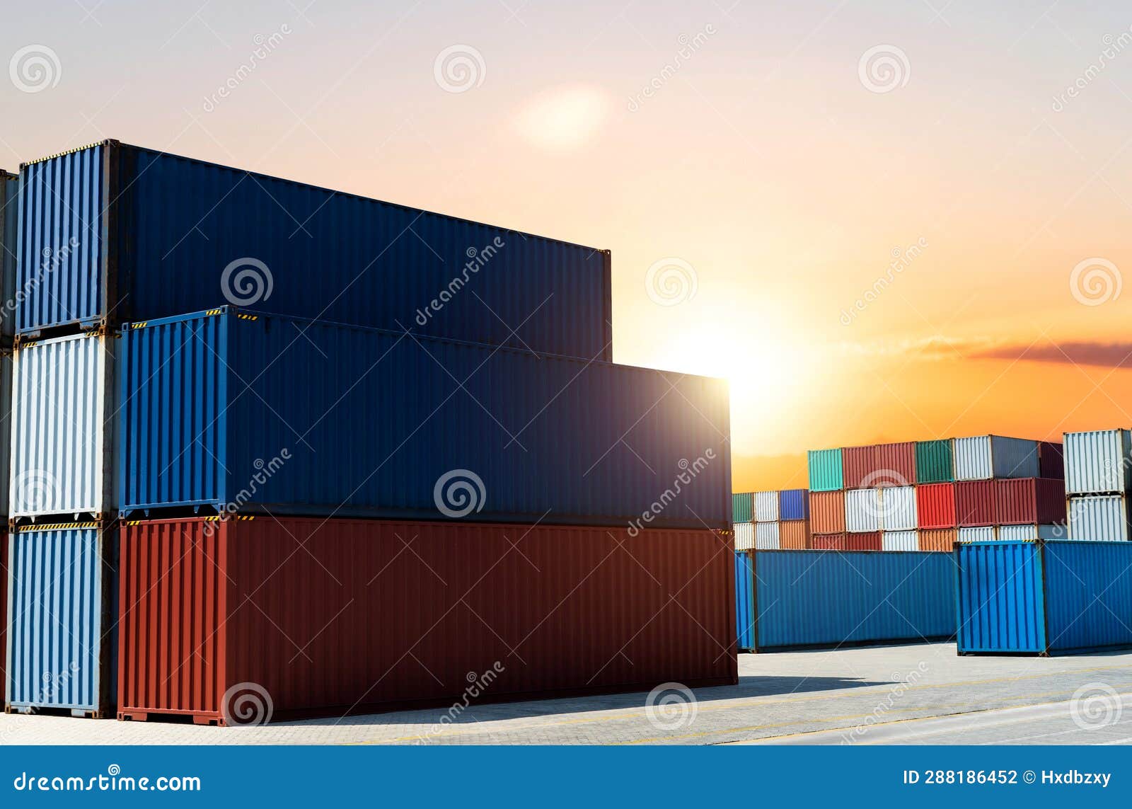 Group of Cargo Containers at the Docks Stock Photo - Image of docks ...