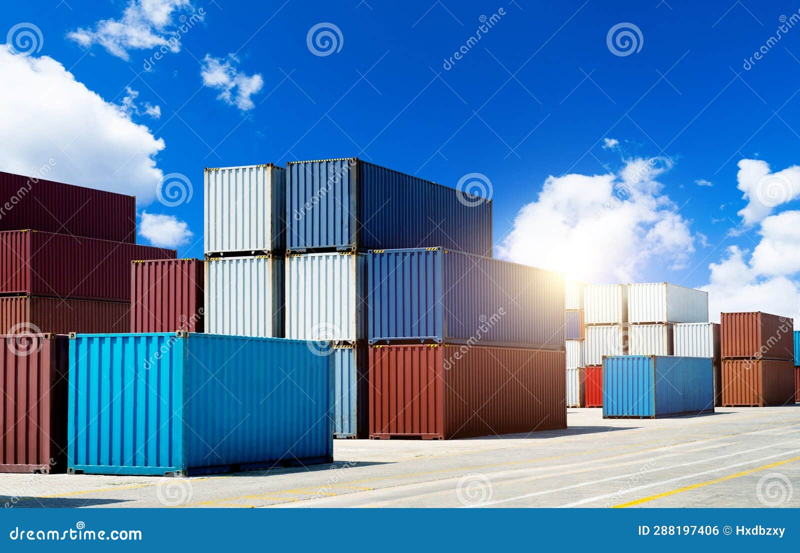Large Group of Cargo Containers at Docks Stock Photo - Image of lots ...