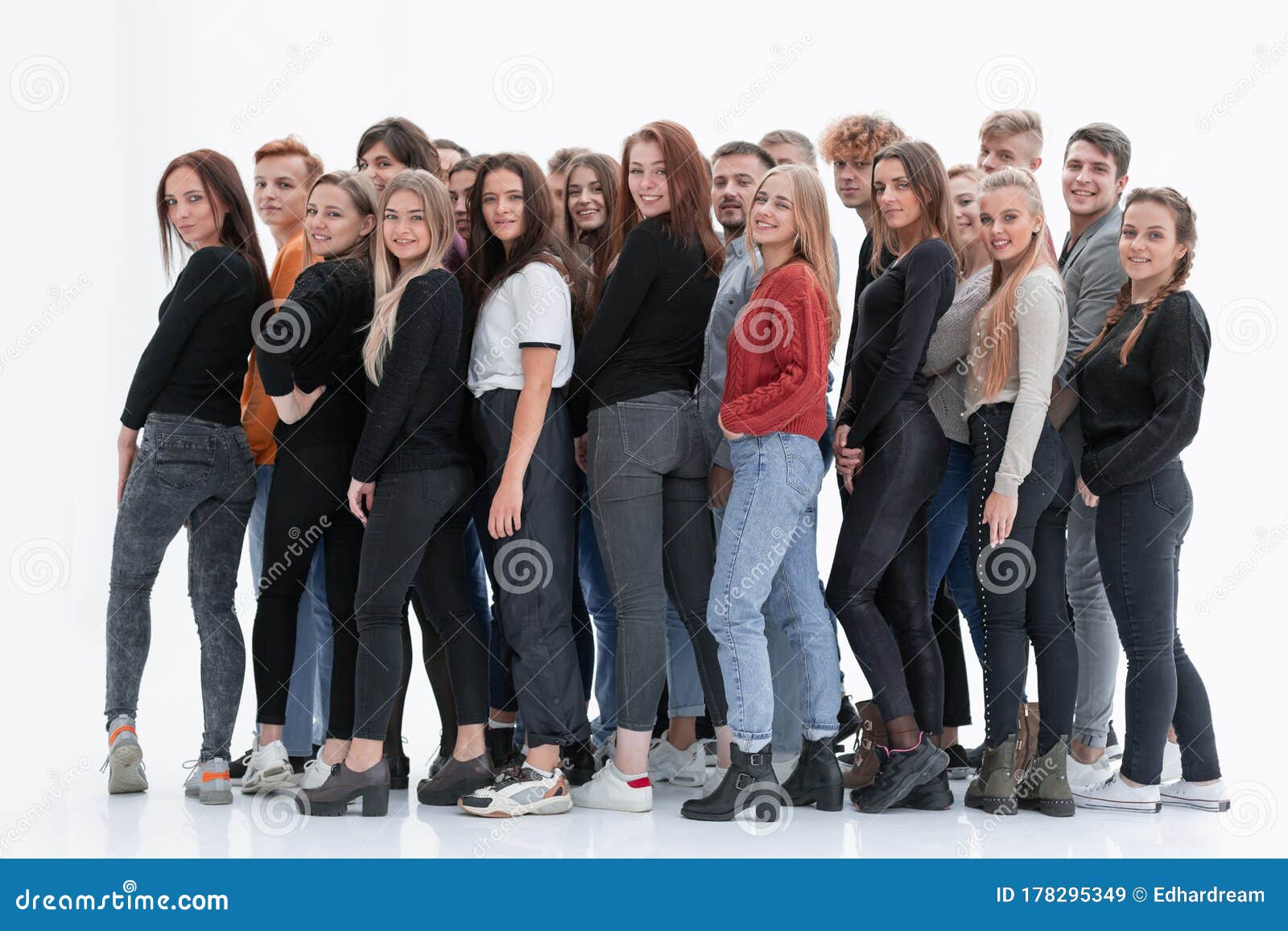 Large Group of Casual Young People Standing Together Stock Image ...