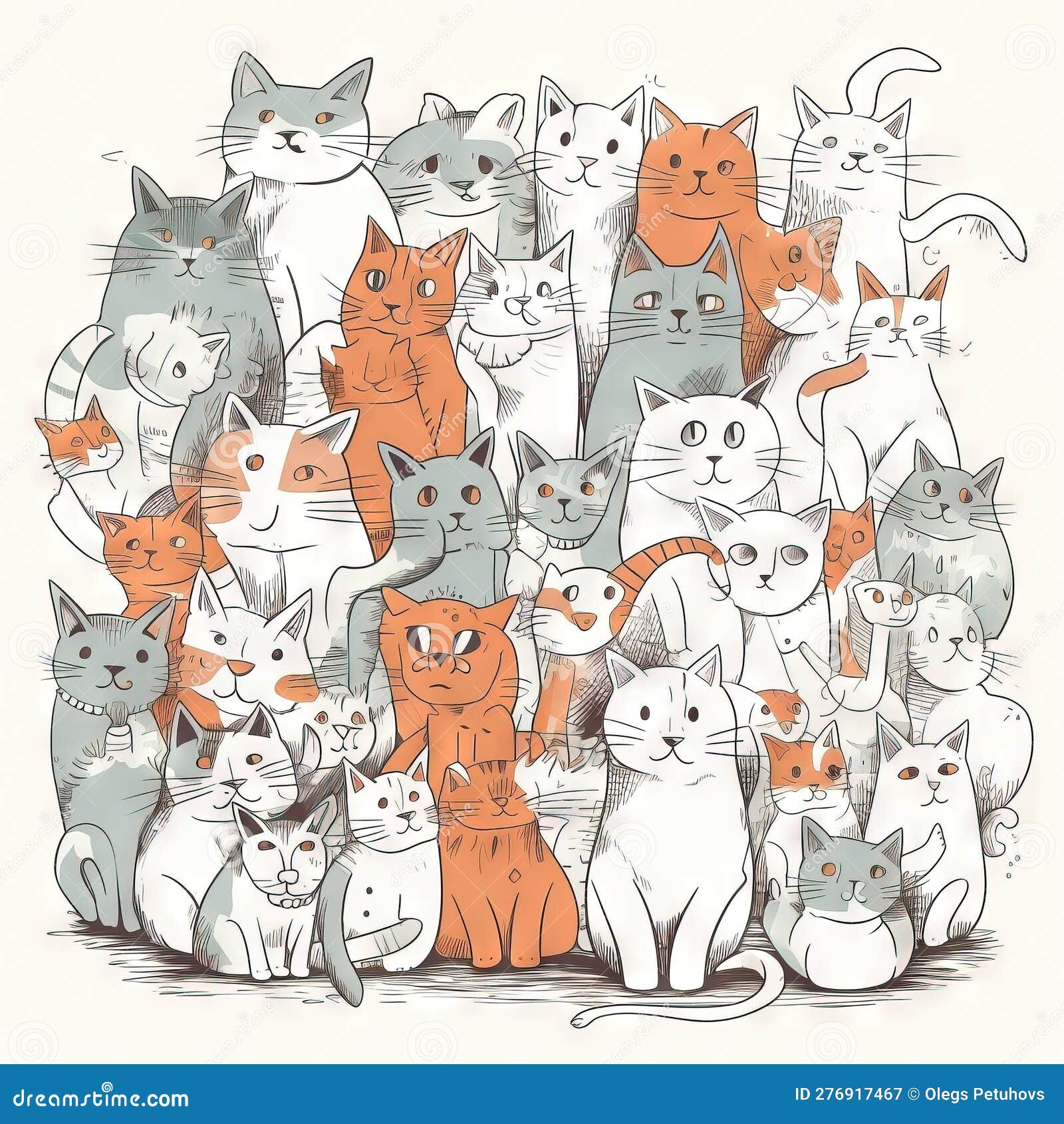 A Large Group of Cats Standing Together in a Circle Together Stock ...