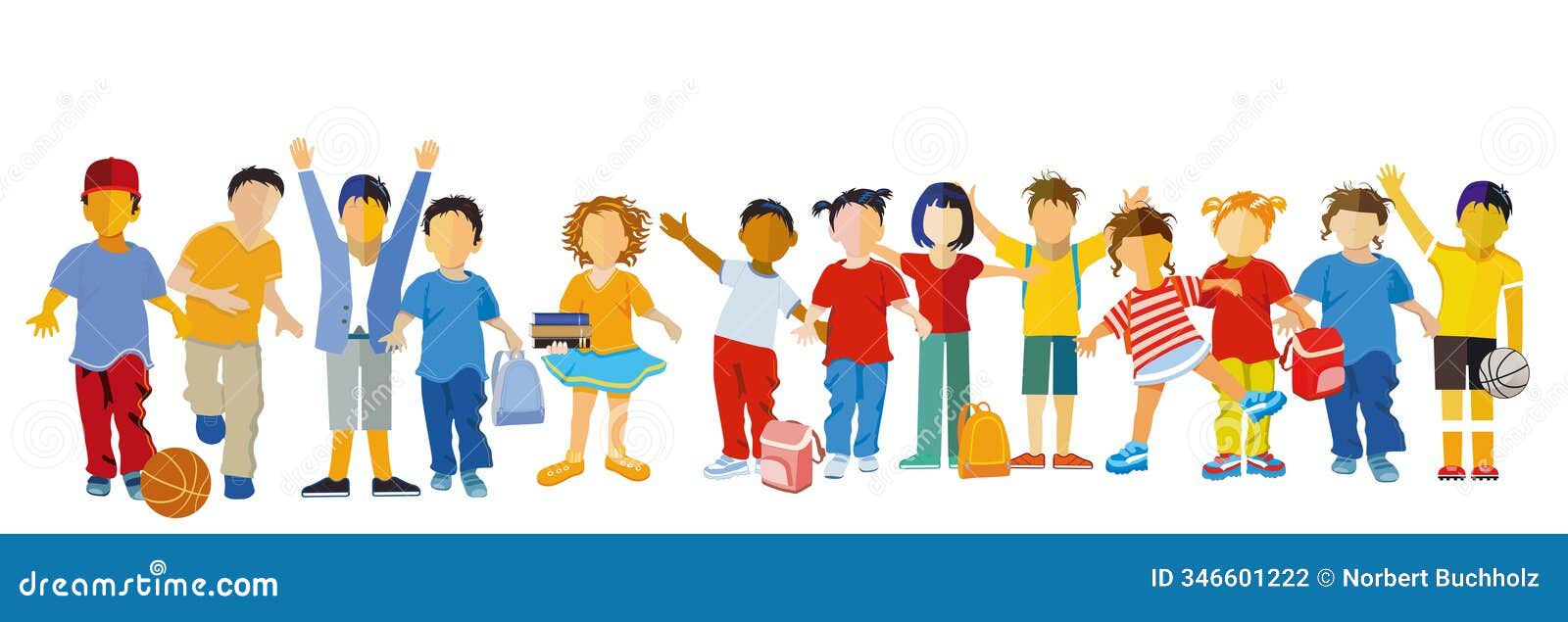 A Large Group of Children Having Fun Together, Isolated Illustration ...