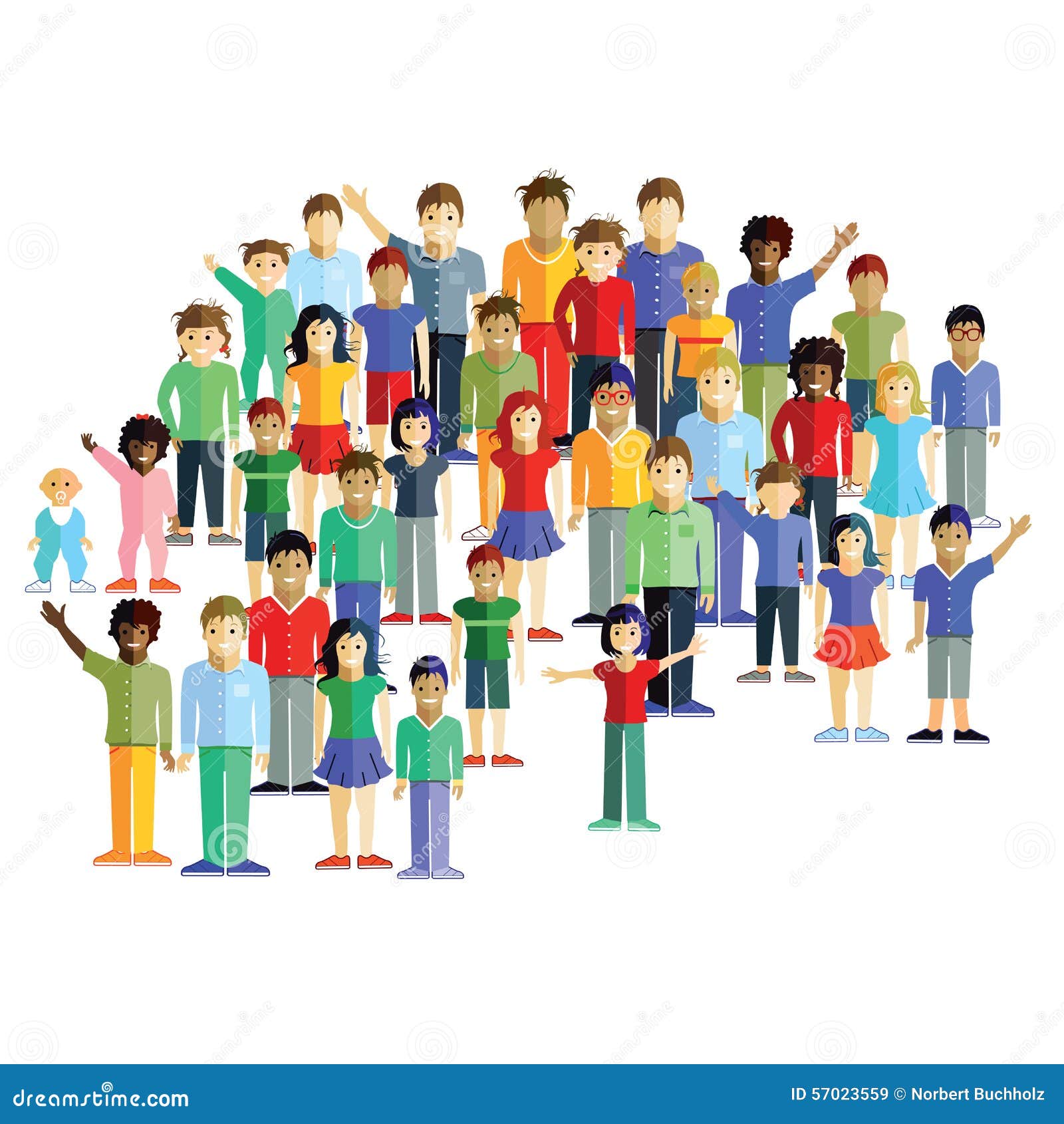 Large group of children stock vector. Illustration of diverse - 57023559