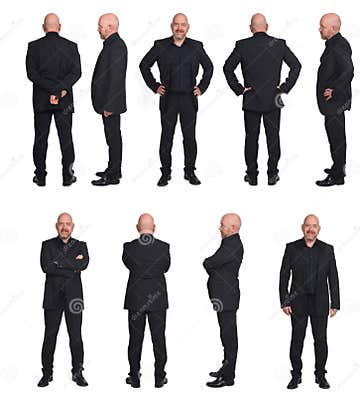 Large Group of Collage of a Man Front Back and Profile on White ...