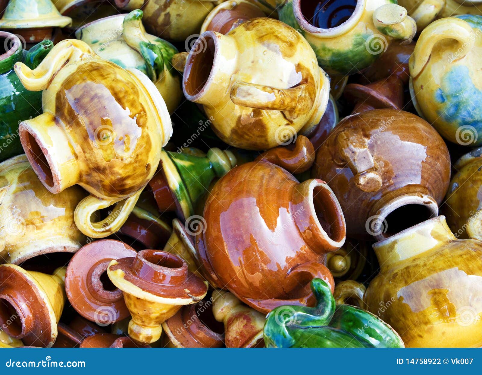 Large Group of a Colorful Ceravic Teapots. Stock Photo - Image of ...