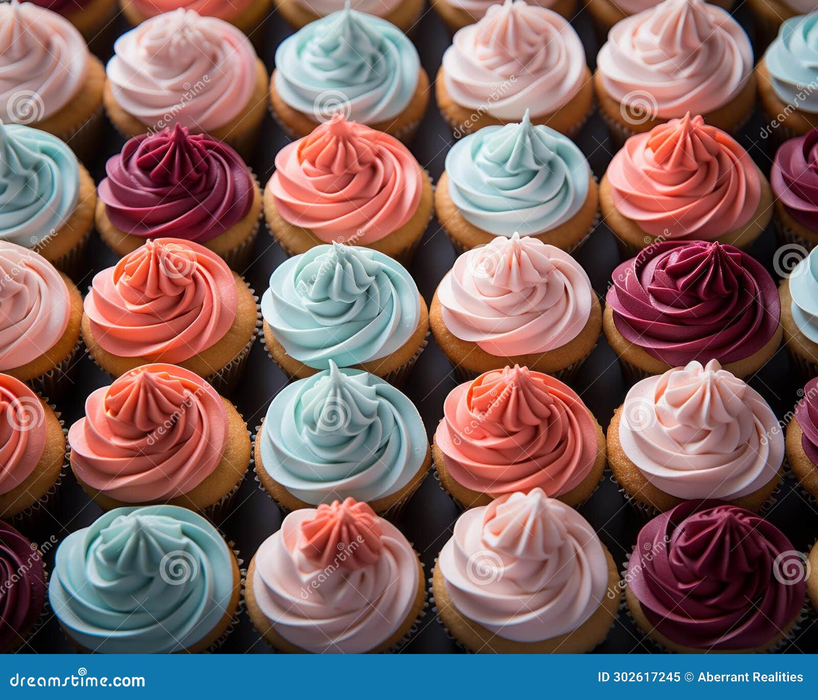 A Large Group of Cupcakes with Frosting Stock Illustration ...