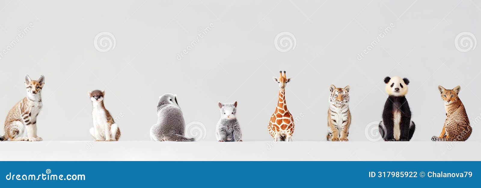 Large Group of Different Animals Together in Front View. Isolated on ...