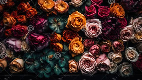 A Large Group of Different Colored Roses in an Array of Different ...