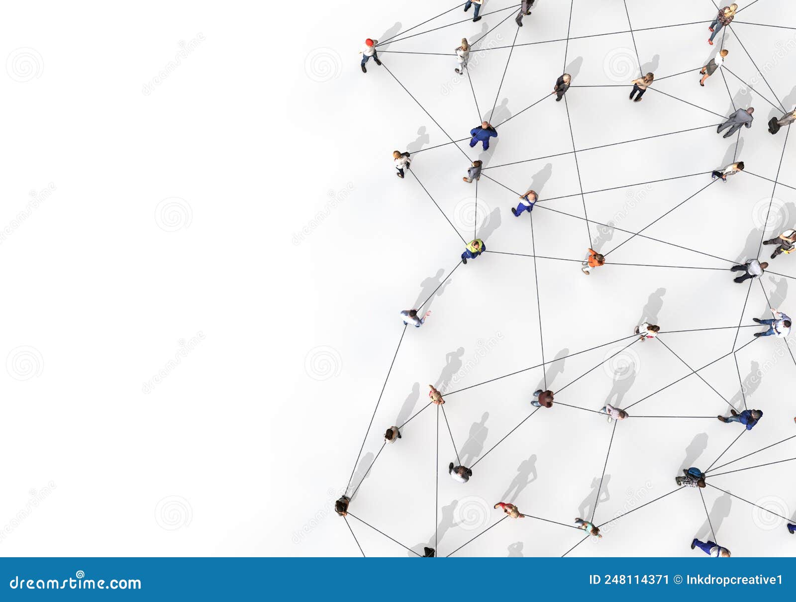 Large Group of Diverse People Connected by Lines. 3D Rendering Stock ...