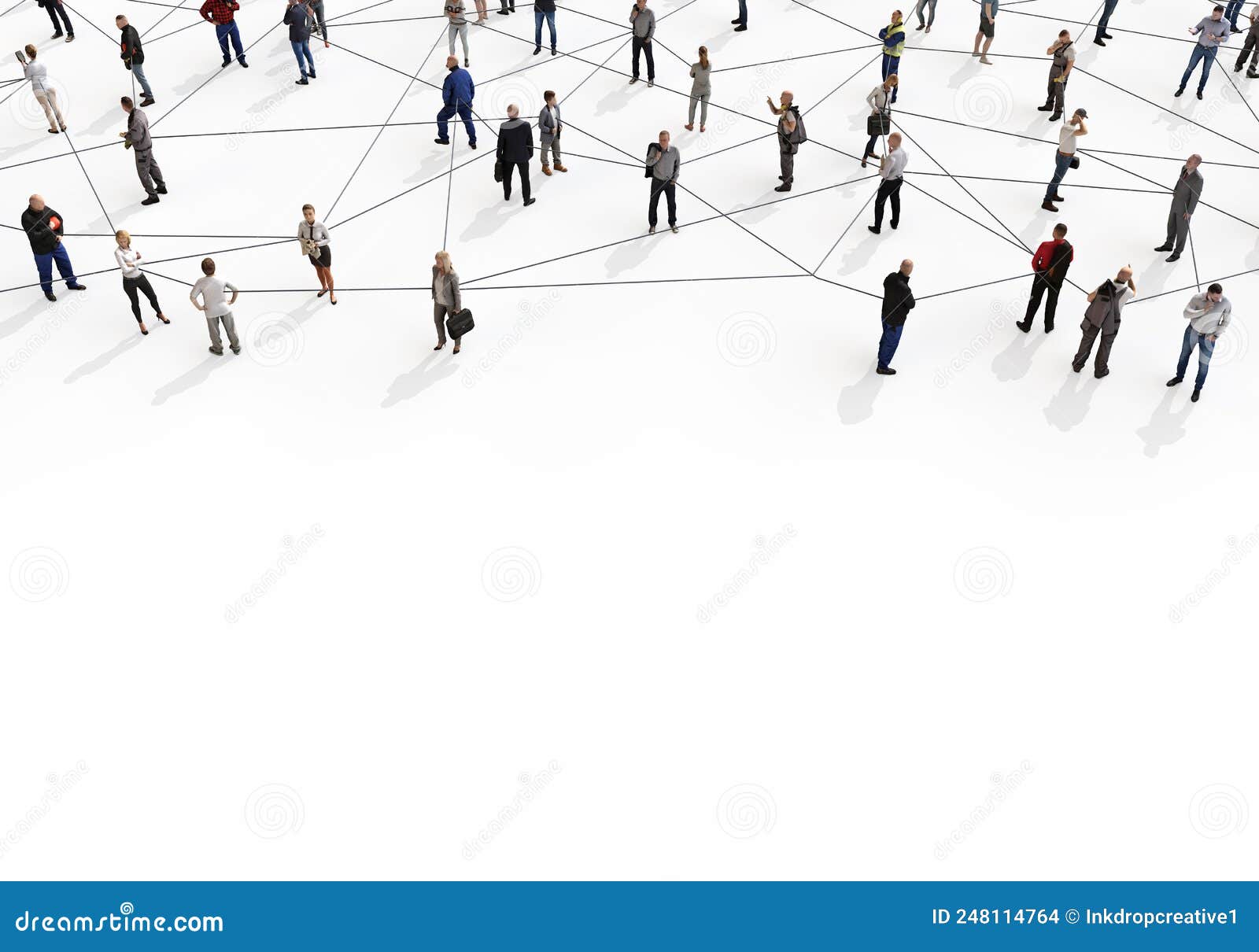 Large Group of Diverse People Connected by Lines. 3D Rendering Stock ...