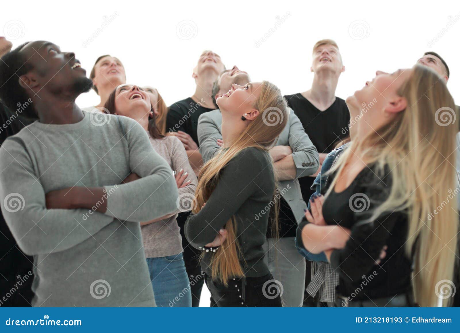 Large Group of Diverse Young People Looking Somewhere Up Stock Image ...