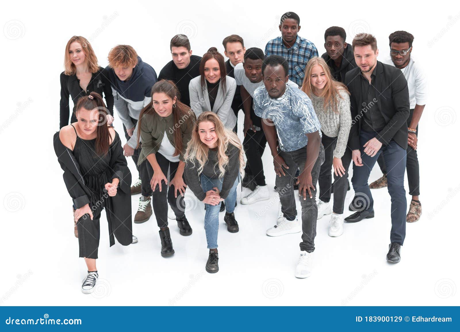 Large Group of Diverse Young People Starting Forward Stock Image ...