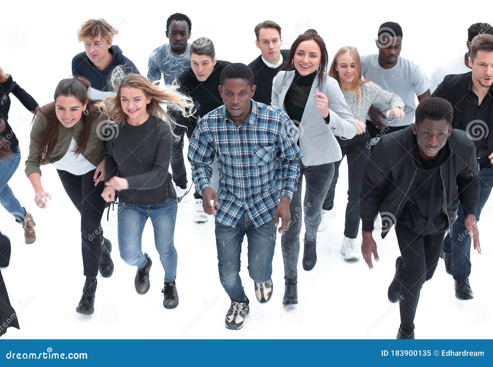 Large Group of Diverse Young People Starting Forward Stock Image ...