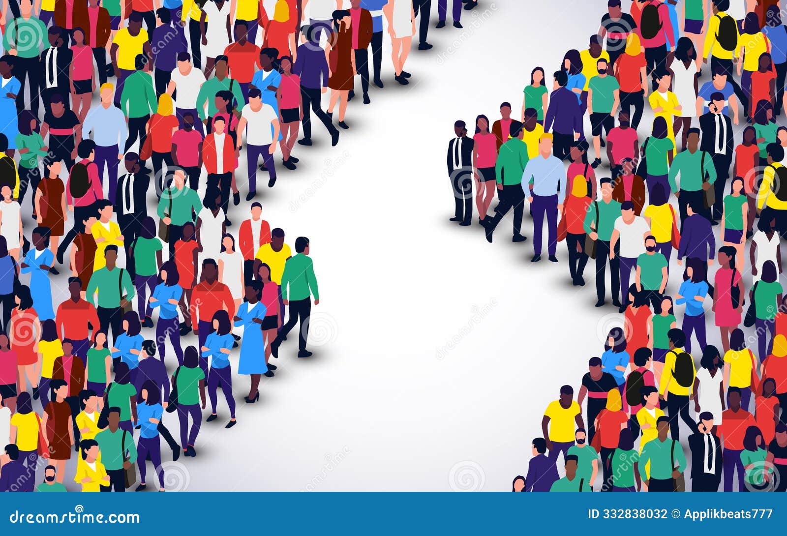 Divided People Vector Illustration. Social Separation Tiny Persons ...