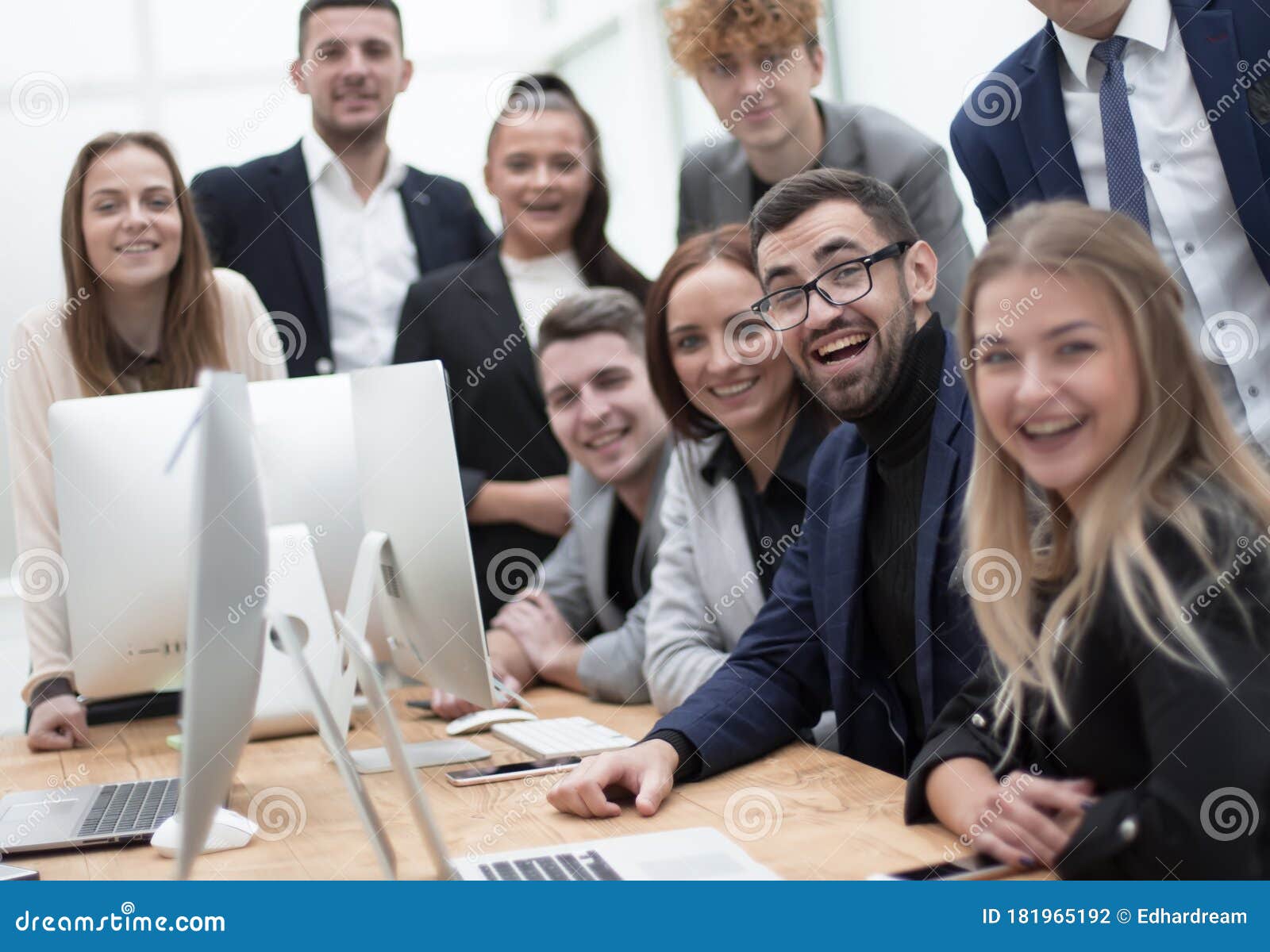 Large Group of Employees in the Workplace in the Office Stock Photo ...