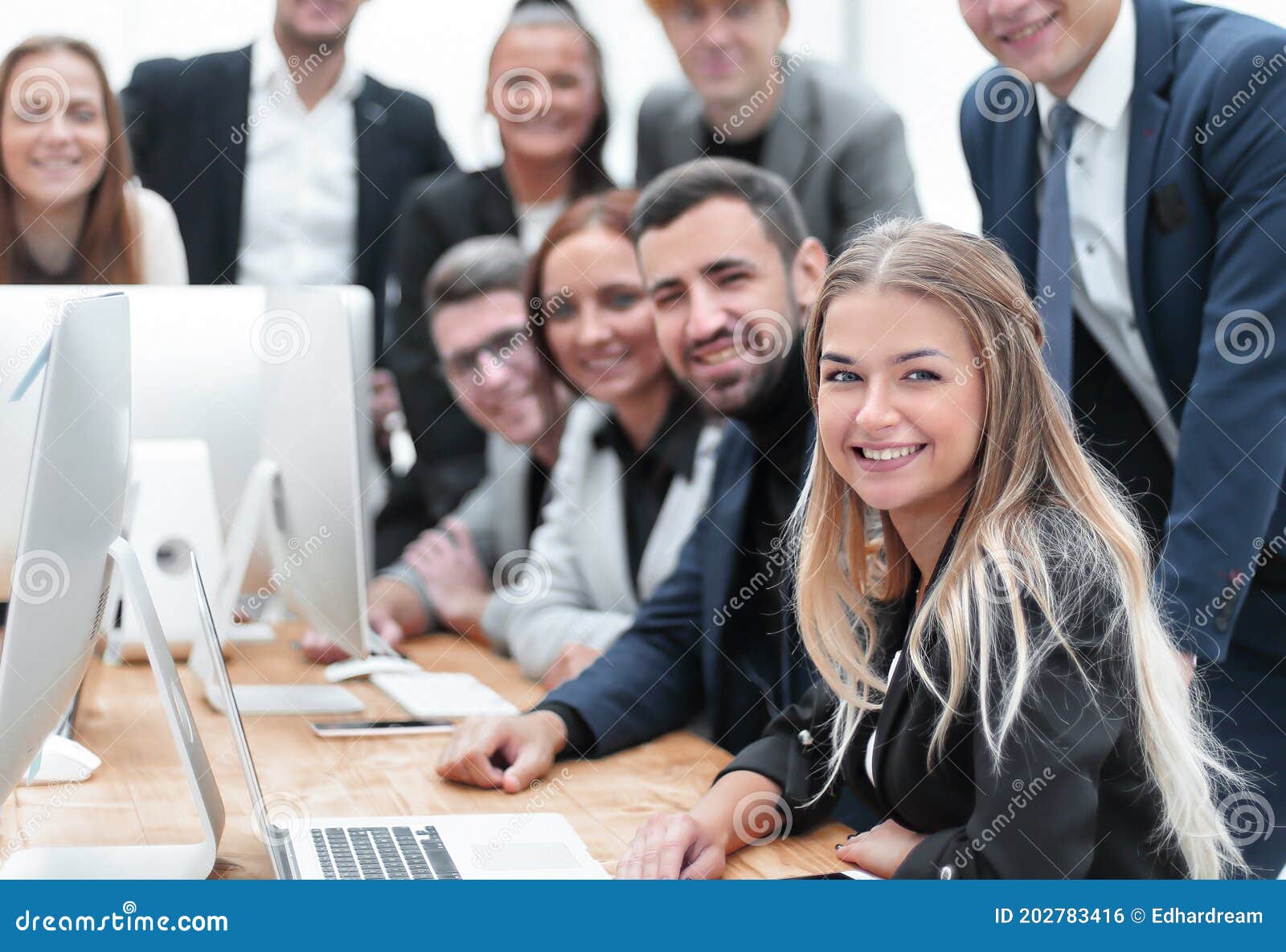 Large Group of Employees in the Workplace in the Office Stock Photo ...