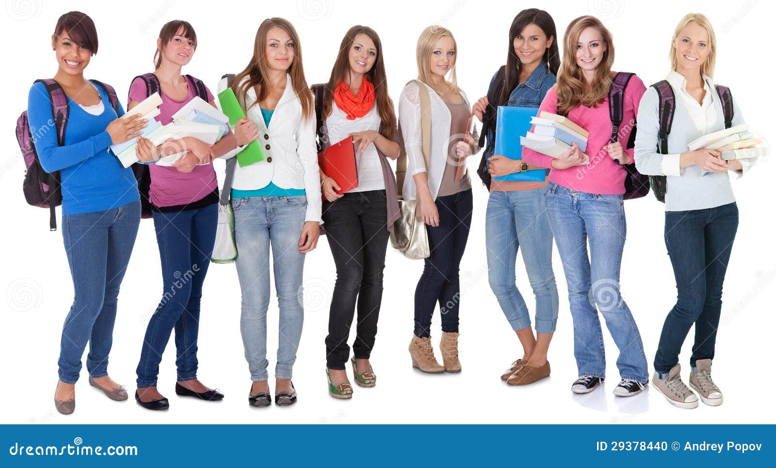 Large Group of Female Students Stock Photo - Image of notes, classes ...